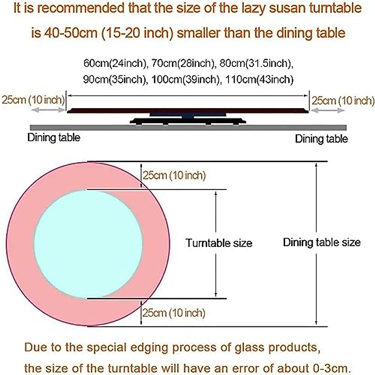 Lazy Susans Turntable Tempered Glass Lazy Susan Turntable Dining Table， Transparent Round Tabletop Rotating Serving Tray With Silent Bearing, Easy To Share Food (Size : 90cm/35.4inch)