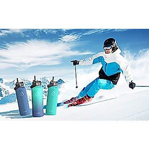 BUZIO Hydro Straw Lid Wide Mouth(BPA Free), Flip Top Cap for Hydro Flask Stainless Steel Water Bottle with 2 Straws and Brushes | Hydro Sports Straw Cap 18oz,32oz, 40oz, 64oz&87oz