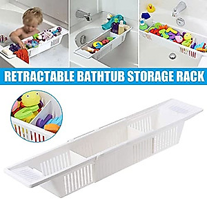 ZLXDP Bathtub Caddy Tray Bathtub Basket Shelf Rack Bath Toys Organizer Retractable Storage Rack