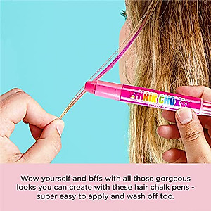 Fashion Angels Care Bear Hair Day Scrunchie and Hair Chox Set, Creative Gifts for Girls, Includes 4 Care Bears Printed Hair Scrunchies and 4 Temporary Hair Chalk Pens, for Ages 6 and Up