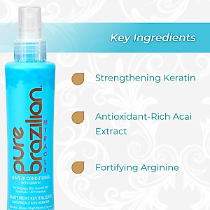Pure Brazilian Leave-In Conditioner, Nourishing Hair Treatment Enriched with Keratin to Fortify & Strengthen, 6.78 Ounce (200 Milliliter)