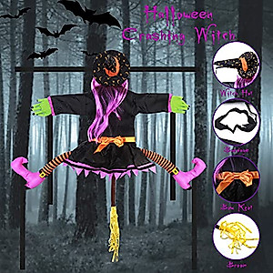 Crashing Witch into Tree Halloween Decoration, HOMILY Funny Vivid Crashed Halloween witch decor for Outdoor Tree Trunks or Pillars Decor Party Supplies