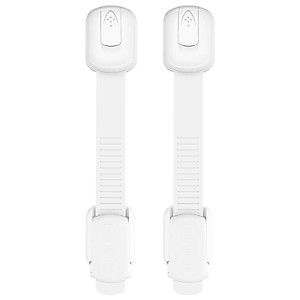 Child Safety Strap Locks for Cabinet, Fridge, Ovens, Toilet, Drawer, Trash can etc with Strong Adhesive Not Easy to Fall Off, Adjustable Length, 2 Packs