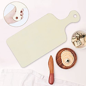 Qegft Unfinished Mini Cutting Boards - 6 Pieces Wood Cutting Board with Handle Paddle Cutting Board for DIY Crafting Home Kitchen Decor Small Chopping Board, 11.8 x 5 Inch