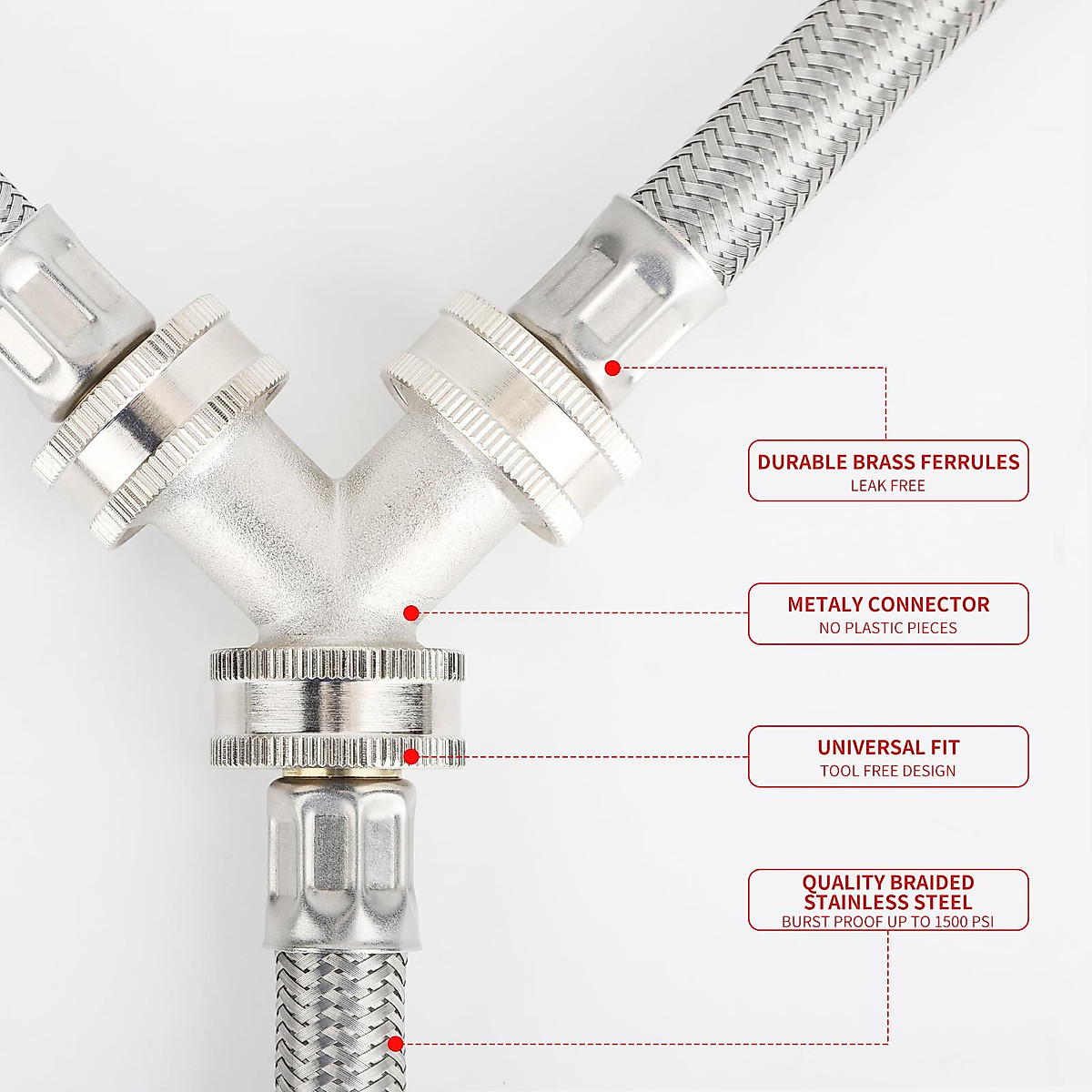Goseoil Steam Dryer Hose Kit 6 Feet Braided Stainless Steel Hoses With 90 Degree Elbow, 3/4 Inch Fht Fill Hose Steam Dryer Installation Kit