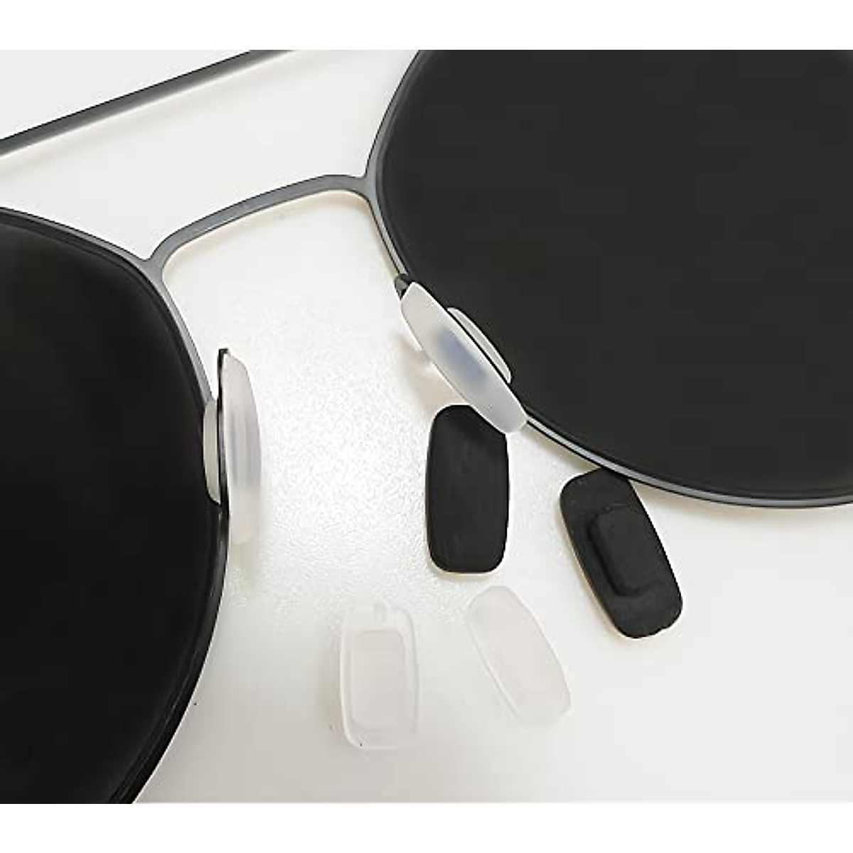 Sunglasses Nose Pads,BEHLINE 5 Pairs Soft Silicone Push-in Eyeglass Nose Piece,Comfort Nose Guards Anti-Slip Glasses Repair Kits Parts,Rectangular/Square 13mm (Black)