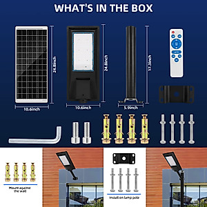 NHV Solar Street Lights Outdoor Upgraded Heavy Duty Aluminum Housing 600W IP67 Waterproof 60000LM 6500K LED Parking Lot Light with Remote Control Motion Sensor Automatic ON/Off from Dusk to Dawn