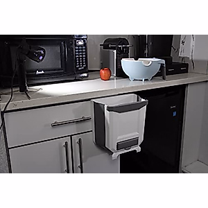 ARTHYS Hanging Trash Can for Kitchen Cabinet Door (White)