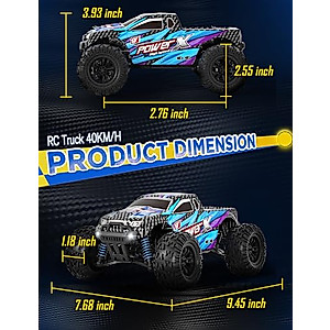 1:18 Scale All Terrain RC Cars, 4WD 40KM/H High Speed Remote Control Car w/2 Batteries for 40 Min Play, 2.4Ghz Off Road Monster Truck, 2.4GHz Electric Vehicle Toys Gifts RC Cars for Adults and Kids