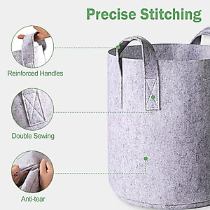 DECORLIFE 12-Pack Grow Bags, 5 Gallon Thickened Nonwoven Fabric Pots with Handles, Grey, Come with Plant Labels