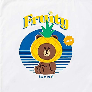 Line Friends Fruity Collection Character Cute Canvas Shoulder Tote Bag for Women (Medium)