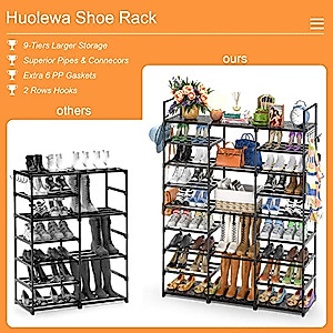 Huolewa Shoe Rack Storage Organizer, 9 Tier Large Shoes Rack for Entryway Closet Garage, Free Standing Tall Shoe Shelf Stand, Sturdy Big Metal Shoe Rack for 50-55 Pair Shoe Boot