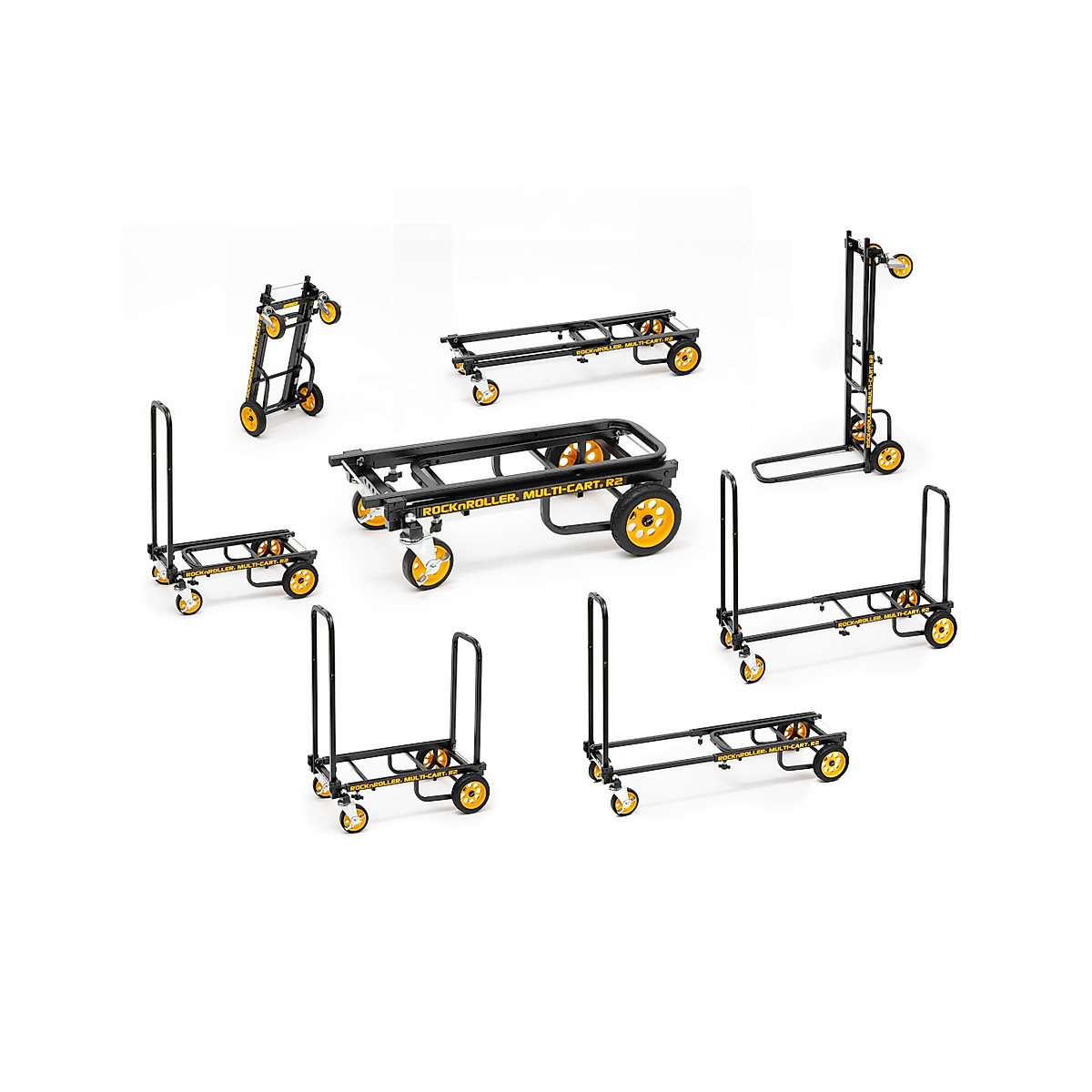 Rock-N-Roller R2RT (Micro) 8-in-1 Folding Multi-Cart/Hand Truck/Dolly/Platform Cart/26" to 39" Telescoping Frame/350 lbs. Load Capacity, Black