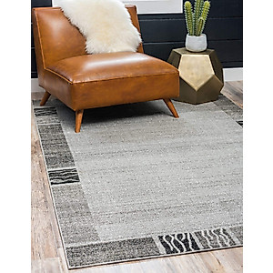 Unique Loom Del Mar Collection Area Rug - Sarah (5' 1" x 8' Rectangle, Light Gray/ Gray)