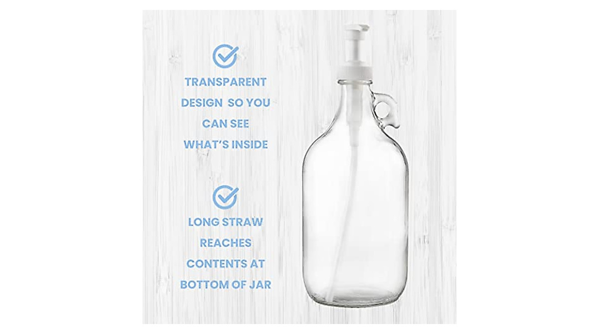 Half Gallon Glass Pump Dispenser - Kitchentoolz