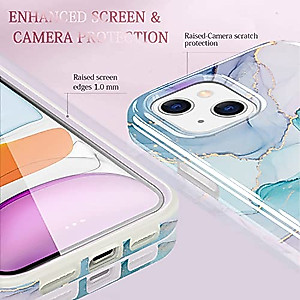 luolnh Gold Glitter Sparkle Case Compatible with iPhone 14 Plus Case Marble Design Shockproof Silicone Bumper Cover Phone Case for iPhone 14 Plus 6.7 Inch(Aqua Green/Purple)