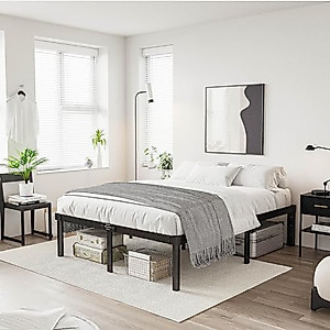 SunnyDaze 16 Inch High Heavy Duty Full Size Bed Frame Metal, Platform Bed Frame Full Size No Box Spring Needed, Easy Assembly, Noise Free, Black