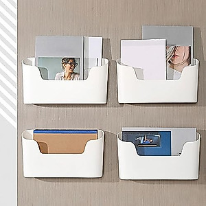 YESBAY Wall Mount Organizer Rack Wall Storage Box Floating Shelves Multi-Purpose Self-Adhesive Storage Box Sturdy Reusable Organizer for Doors Walls Refrigerators Bathroom Kitchen White