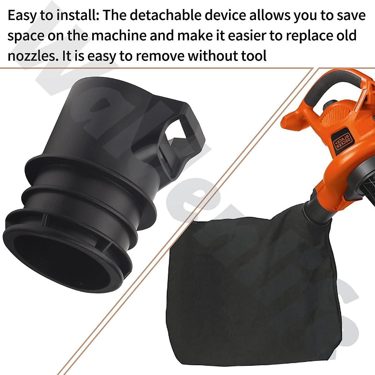 Electric Leaf Blower Adapter Pipe/Vacuum Tube, for Black-Decker 12 Amp BV6000 BEBL7000 BV3600 Electric Leaf Blower