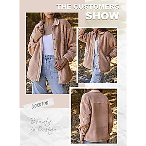 Dokotoo Womens Coat Long Sleeve Lightweight Buttons Sherpa Jackets Fleece Corduroy Winter Coats Fashion Plus Size Lapel Jacket for Women Outwear Grey XX-Large