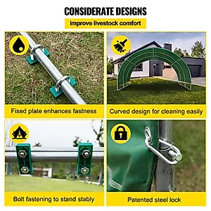 VEVOR Livestock Shelter, 9.9'x 10'x 5.5' Corral Shelter, Steel Metal Corral Panel Shelter, Waterproof Corral Panels for Horses and Other Livestock, Animal Shelter with PVC Cover and Galvanized Pipe