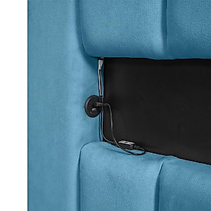 HAUSHECK Upholstered Bed Frame Queen Size with Large Underneath Storage, LED Headboard and USB Ports, Queen Floor Bed Frame w/Wooden Slats Support, Modern Platform Bed No Box Spring Needed