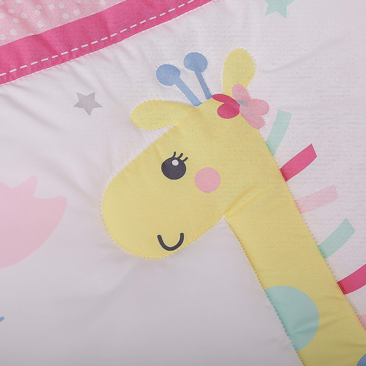 Brandream Baby Crib Bedding Set for Girl Boy Elephant Nursery Bedding with Comforter Fitted Sheet Bed Skirt Diaper Stacker Jungle Animal Elephant Giraffe Bird Design, 4 Piece