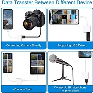 DCNETWORK Lightning to SD Card Reader for iPhone,USB Camera Adapter 3 in 1 USB Female OTG Adapter Compatible SD/TF Card, Memory Card Reader Portable USB 3.0 Adapter,Sd Card Adapter