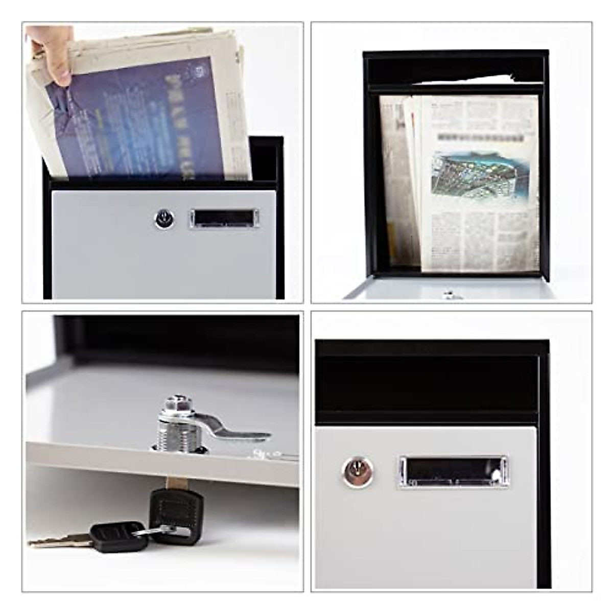 Wall-Mounted Mailbox,Letter Box,Post Box,Contemporary Galvanized Steel Mailbox with Mounting Hardware, Rust-Proof Wall Mounted Mailbox, New Postal Box for Letters/Post (Color : White) (Color : Groen)