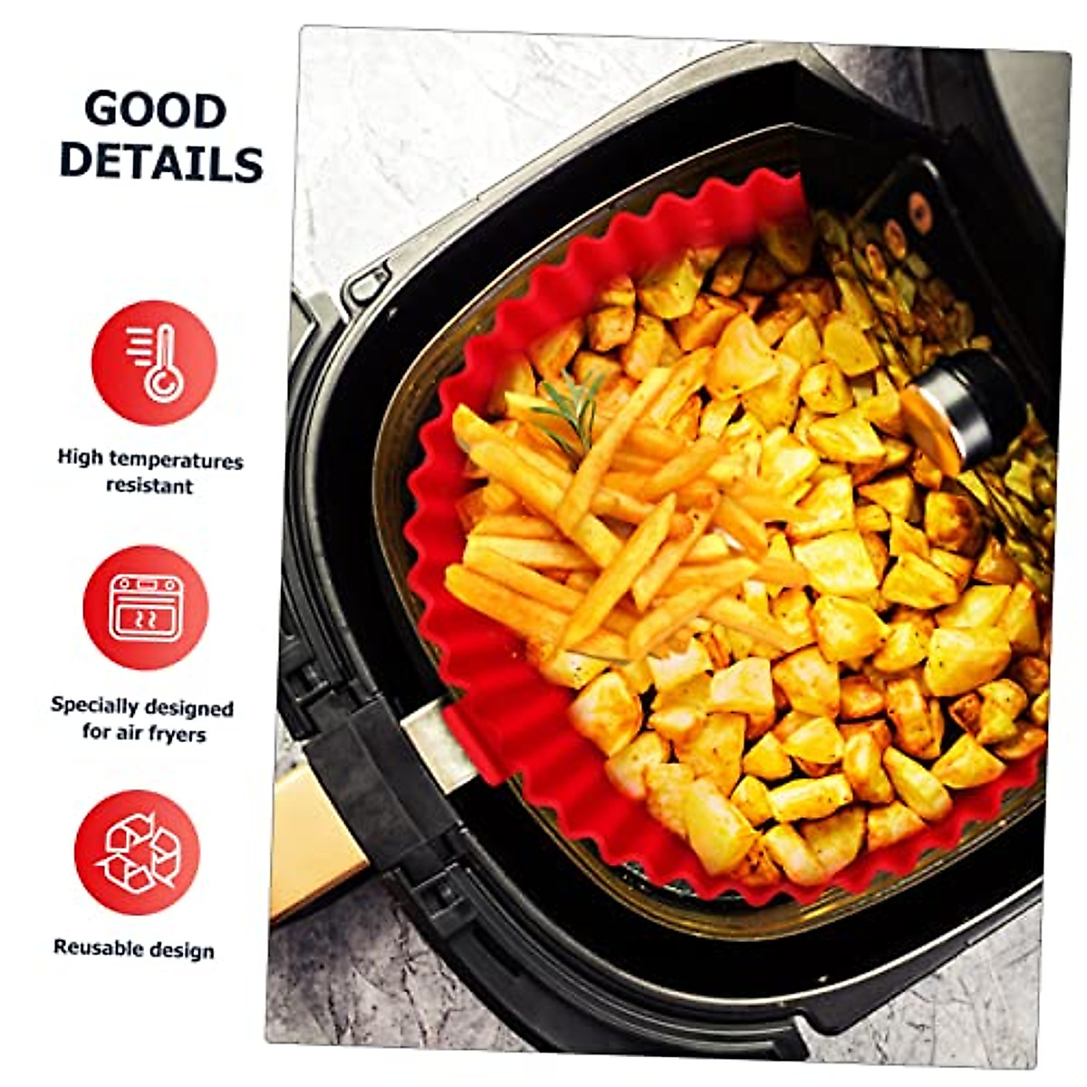 KICHOUSE 2pcs Fryer Pad Nonstick Bakeware Toaster Air Fryer Resin Tray Oven Pot Oven Baking Pan Reusable Air Fryers Pot Pot for Air Fryer Air Fryer Baking Pot Air Fryer Baking Pads Steamer