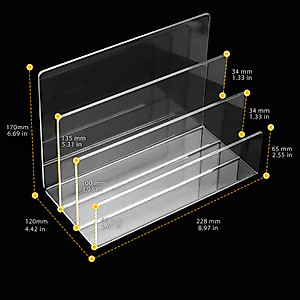 YiePhiot Crystal Clear Acrylic Desktop File Sorter Thick Cast Holder for Document Paper Letter Book Envelope Laptop Eyeshadow Makeup Palette Office File Organizer Stand Rack on Office Desktop