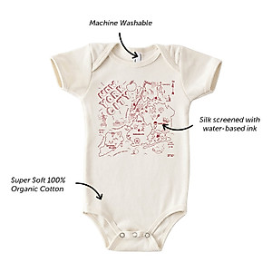 MAPTOTE Map One Piece - Unisex Baby Organic Cotton Short Sleeve Bodysuits - Brooklyn, 3-6 Months