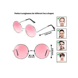 Blulu 10 Pairs John Hippie Sunglasses Retro Round 60's Style Circle Sunglasses Eyewear for Men Women Costumes Parties Gifts(Silver Frame)