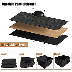 Furnulem Nightstand Set of 2, End Table with Charging Station, Industrial Bedside Tables with USB Ports & Power Outlets, 3 Fabric Drawer Dresser with Shelf for Bedroom, Living Room, Black Oak