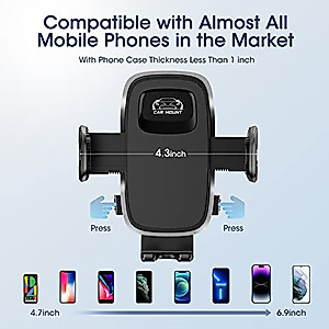 OBAZHA Car Cell Phone Holder Mount - 3in1 Car Cell Phone Holder for Dashboard, Air Vent, Windshield Compatible with iPhone, Samsung Galaxy and 4.7 to 6.9 inches Other Smart Phones