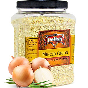 Minced Onion by It’s Delish, 2 lbs (32 Oz) Jumbo Container Jar – Dried Onion Flakes | Delicious, Fresh Taste | Dehydrated Onions | No Preservatives, No artificial Flavor Added – Certified Kosher