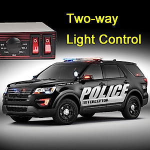 YHAAVALE CJB200E Amplifier Police Siren & Metal Ultra Slime Octagon Flat Speaker,DC12V 100W 8 Tones Wired Mic Loudspeaker Emergency Electronic PA System