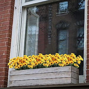 4 PCS Artificial Sunflower Small Silk Flowers with 22 Fake Sunflowers Heads Small Daisy Mums with Stems Realistic Flowers for Outdoors Yellow Flowers Artificial for Decoration Centerpieces Wedding