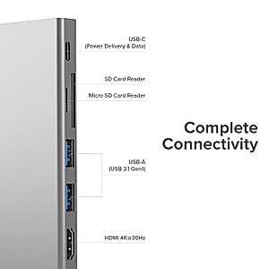 ALOGIC USB C Hub, 6-in-1 Hub,4K HDMI,2 USB 3.0,1 USB C with Data & 100W Laptop Charging,Micro/SD Card Reader,Dock Uni, for MacBook Pro/Air(Thunderbolt 3 Compatible),iPad Pro/Air 2020, XPS and More