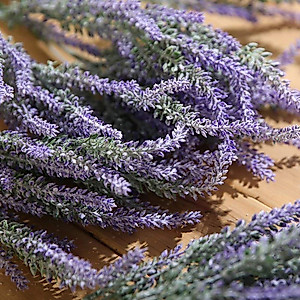 Evoio 10pcs Artificial Flocked Lavender Bouquet, DIY Bridle Flowers Arrangements Home Kitchen Garden Office Wedding Decor Floral-Purple