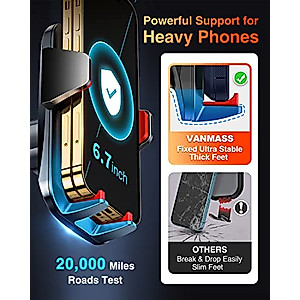 [Upgraded] VANMASS Car Phone Holder Mount [Anti-Slip Soft Silicone & Powerful Suction] Dashboard Windshield Universal Phone Holder Car, Compatible with iPhone 14 13 12 11 Pro Max &Truck/SUV/Jeep (Red)