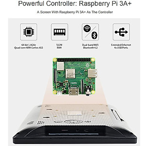 XYGStudy 13.3 inch IPS Display Monitor Capacitive Touch Control Panel Magic Mirror Screen Resolution 1920x1080 Voice Assistant with Raspberry Pi 3 A+ Inside Mini Computer Showing News Weather Time