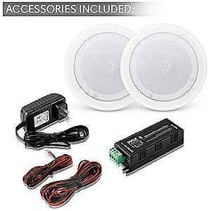 Pyle PDICBT852RD 8 Inch 250 Watt Bluetooth In Ceiling Wall 2 Way Flush Mount Home Indoor Stereo Speakers System, (8 Speakers)