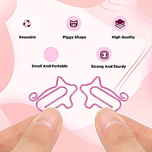 RAYNAG 50 Pieces Cute Pig Shaped Small Paper Clips Bookmark Clips for Office School Home ,Pink
