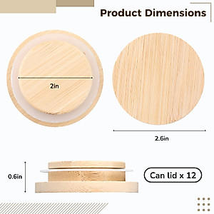 yeesport 12 PCS Yogurt Jar Lids, 2.6 Inches Bamboo Jar Lids for Yogurt Jars, Food Fruit Candy Can Lids with Silicone Sealing Rings, Yogurt Jar Lids With DIY Function