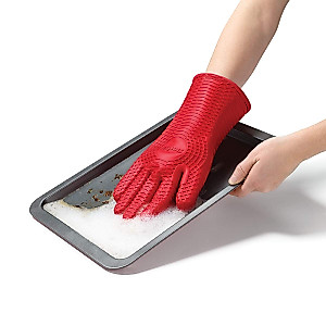 Starfrit 092825-006-0000 15" Silicone Oven Glove, Red, Standard