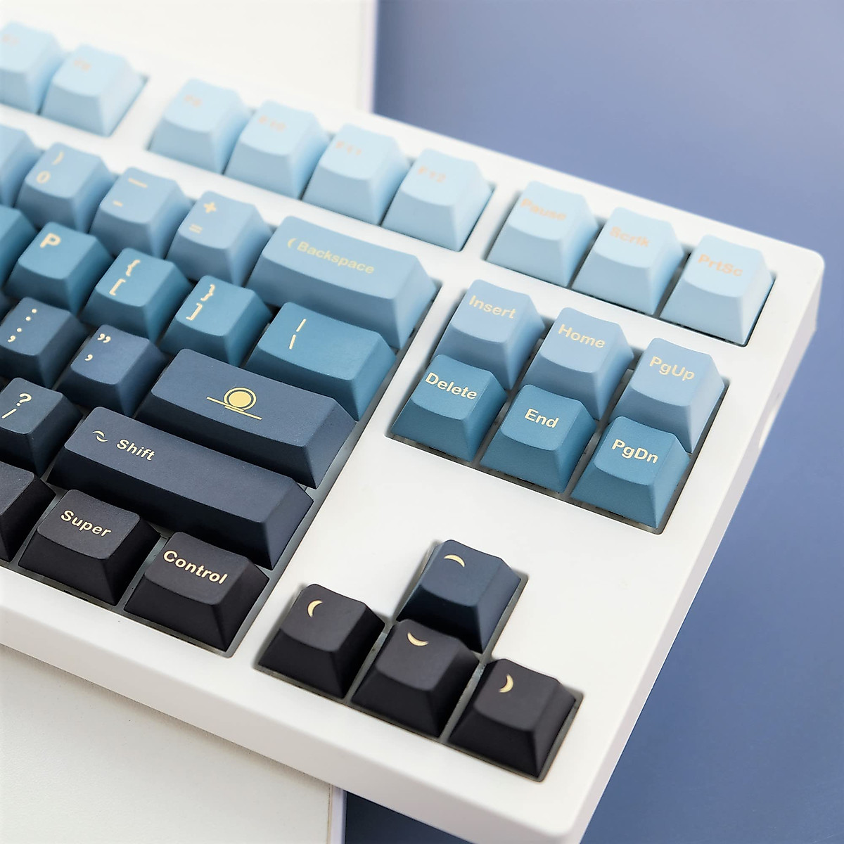 TOKEY Custom Keycaps-129 Keys Full Kit Set, Cherry Profile, PBT Dye Sublimation Non-Backlight US ANSI Layout Keycaps, for Cherry MX Gateron Kailh Box Switches Mechanical Gaming Keyboards(Moonrise)