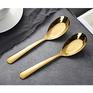 Soup Spoons Stainless Steel, Heavy-Weight Soup Spoons Set of 6, Chinese Soup Spoons Mirror Polished Ramen Spoons