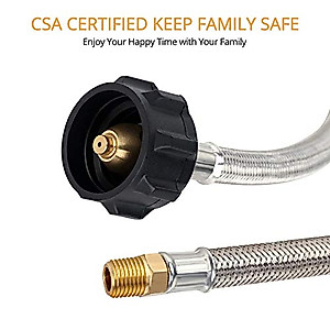 GASLAND 12 Inch Stainless Braided RV Propane Pigtail Hose for Camper, 1/4" NPT RV Propane Hose for 2-Stage Regulator, 1/4" Inverted Male NPT & QCC1 Propane Tank Hose for RV Propane Regulator, 2 Pack