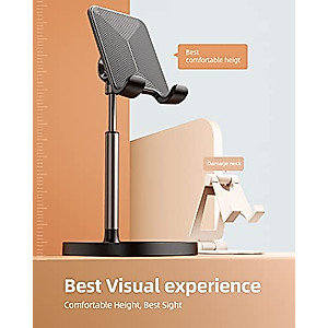 LISEN Cell Phone Stand, Adjustable Phone Stand for Desk, Thick Case Friendly Phone Holder Stand, Taller iPhone Stand Compatible with All Mobile Phone, iPhone 14, iPad, Tablet 4-10'' Desk Accessories